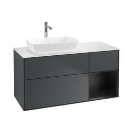 Villeroy & Boch Villeroy und Boch Finion Waschtischunterschrank F811PDHG 120cm, Abdeckplatte white matt, Regale Black matt lacquer, Midnight Blue Matt Lacquer