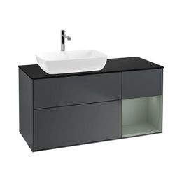 Villeroy & Boch Villeroy und Boch Finion Waschtischunterschrank F812GMHG 120cm, Abdeckplatte black matt, Regale Olive matt lacquer, Midnight Blue Matt Lacquer