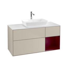 Villeroy & Boch Villeroy und Boch Finion Waschtischunterschrank G831HBHH 120cm, Abdeckplatte white matt, Emotion, Regale Peony matt lacquer, Sand Matt Lacquer