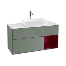 Villeroy & Boch Villeroy und Boch Finion Waschtischunterschrank G831HBGM 120cm, Abdeckplatte white matt, Emotion, Regale Peony matt lacquer, Olive Matt Lacquer