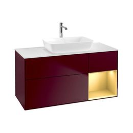 Villeroy & Boch Villeroy und Boch Finion Waschtischunterschrank G831HFHB 120cm, Abdeckplatte white matt, Emotion, Regale Gold matt lacquer, Peony Matt