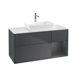 Villeroy & Boch Villeroy und Boch Finion Waschtischunterschrank G831HGHG 120cm, Abdeckplatte white matt, Emotion, Regale Midnight matt lacquer, Midnight Blue Matt Lacquer