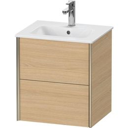 Duravit XViu Waschtisch-Unterschrank XV43150B130 51x42x56cm, 2 Schubk&auml;sten, wandh&auml;ngend, champagner matt, Eiche natur