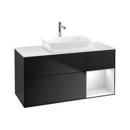 Villeroy & Boch Villeroy und Boch Finion Waschtischunterschrank G831MTPD 120cm, Abdeckplatte white matt, Emotion, Regale White matt lacquer, Black matt lacquer
