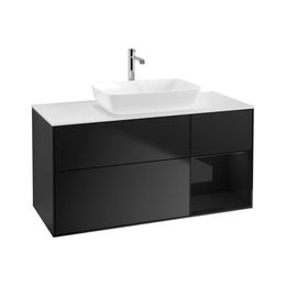 Villeroy & Boch Villeroy und Boch Finion Waschtischunterschrank G831PHPD 120cm, Abdeckplatte white matt, Emotion, Regale Glossy black lacquer, Black matt lacquer