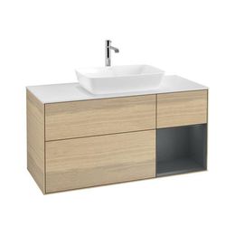 Villeroy & Boch Villeroy und Boch Finion Waschtischunterschrank G831HGPC 120cm, Abdeckplatte white matt, Emotion, Regale Midnight matt lacquer, Oak Veneer