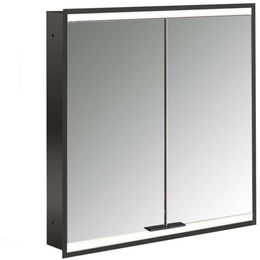 Emco prime Unterputz-Lichtspiegelschrank 949713533 600x730mm, 2-t&uuml;rig, schwarz/spiegel