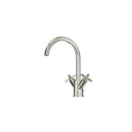 Steinberg Serie 250 Waschtisch-Zweigriffarmatur 2501500BN Ausladung 155mm, schwenkbar, Ablaufgarnitur 1 1/4", Brushed Nickel