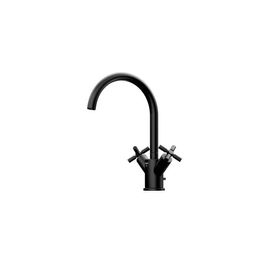 Steinberg Serie 250 Waschtisch-Zweigriffarmatur 2501500S Ausladung 155mm, schwenkbar, Ablaufgarnitur 1 1/4", Matt Black