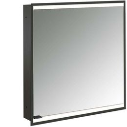 Emco prime Unterputz-Lichtspiegelschrank 949713532 600x730mm, 1 T&uuml;r, Anschlag rechts, schwarz/spiegel