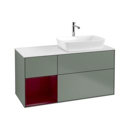Villeroy & Boch Villeroy und Boch Finion Waschtischunterschrank G801HBGM 120cm, Abdeckplatte white matt, Emotion, Regale Peony matt lacquer, Olive Matt Lacquer
