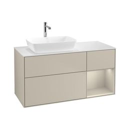 Villeroy & Boch Villeroy und Boch Finion Waschtischunterschrank G811HHHH 120cm, Abdeckplatte white matt, Emotion, Regale sand matt lacquer, Sand Matt Lacquer