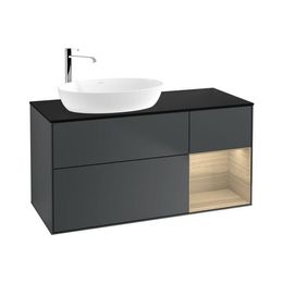 Villeroy & Boch Villeroy und Boch Finion Waschtischunterschrank G932PCHG 120cm, Abdeckplatte black matt, Emotion, Regale Oak Veneer, Midnight Blue Matt Lacquer