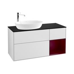 Villeroy & Boch Villeroy und Boch Finion Waschtischunterschrank G932HBMT 120cm, Abdeckplatte black matt, Emotion, Regale Peony matt lacquer, White matt lacquer