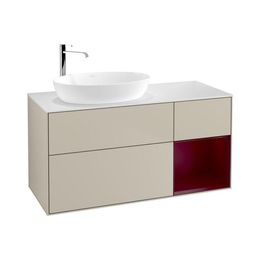 Villeroy & Boch Villeroy und Boch Finion Waschtischunterschrank G931HBHH 120cm, Abdeckplatte white matt, Emotion, Regale Peony matt lacquer, Sand Matt Lacquer