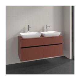 Villeroy & Boch Villeroy und Boch Collaro Waschtischunterschrank C115B0AH 120x54,8x50cm, f&uuml;r 2 Waschtische, LED-Beleuchtung 8,8W, wine red