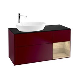 Villeroy & Boch Villeroy und Boch Finion Waschtischunterschrank G932PCHB 120cm, Abdeckplatte black matt, Emotion, Regale Oak Veneer, Peony Matt