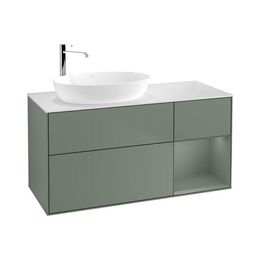 Villeroy & Boch Villeroy und Boch Finion Waschtischunterschrank G931GMGM 120cm, Abdeckplatte white matt, Emotion, Regale Olive matt lacquer, Olive Matt Lacquer