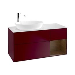 Villeroy & Boch Villeroy und Boch Finion Waschtischunterschrank G931GNHB 120cm, Abdeckplatte white matt, Emotion, Regale Walnut Veneer, Peony Matt