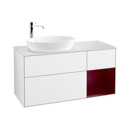 Villeroy & Boch Villeroy und Boch Finion Waschtischunterschrank F931HBGF 120cm, Abdeckplatte white matt, Regale Peony matt lacquer, Glossy white lacquer
