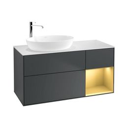 Villeroy & Boch Villeroy und Boch Finion Waschtischunterschrank F931HFHG 120cm, Abdeckplatte white matt, Regale Gold matt lacquer, Midnight Blue Matt Lacquer