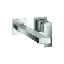 Grohe Eurocube Fertigmontageset 23447DC0 supersteel, Waschtisch-2-Loch-Wandarmatur, Ausladung 231 mm