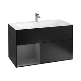 Villeroy & Boch Villeroy und Boch Finion Waschtischunterschrank F030GKPD 99,6x59,1x49,8cm, Regal links Anthracite matt, Black matt lacquer