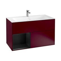 Villeroy & Boch Villeroy und Boch Finion Waschtischunterschrank F030PDHB 99,6x59,1x49,8cm, Regal links Black matt lacquer, Peony Matt
