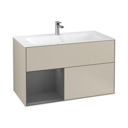 Villeroy & Boch Villeroy und Boch Finion Waschtischunterschrank F030GKHH 99,6x59,1x49,8cm, Regal links Anthracite matt, Sand Matt Lacquer