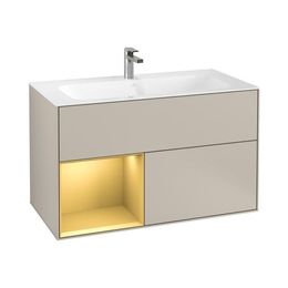 Villeroy & Boch Villeroy und Boch Finion Waschtischunterschrank F030HFHH 99,6x59,1x49,8cm, Regal links Gold matt, Sand Matt Lacquer