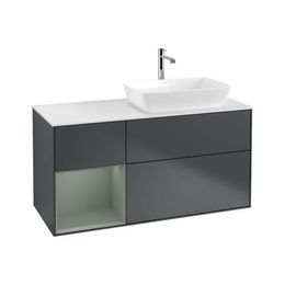 Villeroy & Boch Villeroy und Boch Finion Waschtischunterschrank G801GMHG 120cm, Abdeckplatte white matt, Emotion, Regale Olive matt lacquer, Midnight Blue Matt Lacquer