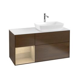 Villeroy & Boch Villeroy und Boch Finion Waschtischunterschrank G801PCGN 120cm, Abdeckplatte white matt, Emotion, Regale Oak Veneer, Walnut veneer