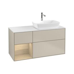 Villeroy & Boch Villeroy und Boch Finion Waschtischunterschrank G801PCHH 120cm, Abdeckplatte white matt, Emotion, Regale Oak Veneer, Sand Matt Lacquer