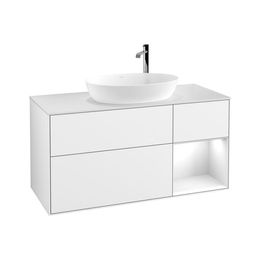 Villeroy & Boch Villeroy und Boch Finion Waschtischunterschrank F951GFGF 120cm, Abdeckplatte white matt, Regale Glossy white lacquer, Glossy white lacquer