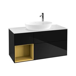 Villeroy & Boch Villeroy und Boch Finion Waschtischunterschrank G941HFPH 120cm, Abdeckplatte white matt, Emotion, Regale Gold matt lacquer, Glossy Black Lacquer