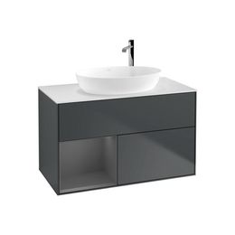 Villeroy & Boch Villeroy und Boch Finion Waschtischunterschrank G891GKHG 100cm, Abdeckplatte white matt, Emotion, Regale Anthracite matt lacquer, Midnight Blue Matt Lacquer