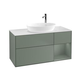 Villeroy & Boch Villeroy und Boch Finion Waschtischunterschrank F951GMGM 120cm, Abdeckplatte white matt, Regale Olive matt lacquer, Olive Matt Lacquer