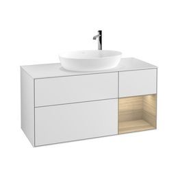Villeroy & Boch Villeroy und Boch Finion Waschtischunterschrank F951PCMT 120cm, Abdeckplatte white matt, Regale Oak Veneer, White matt lacquer
