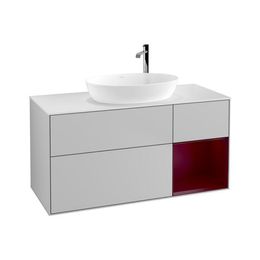 Villeroy & Boch Villeroy und Boch Finion Waschtischunterschrank F951HBGJ 120cm, Abdeckplatte white matt, Regale Peony matt lacquer, Light grey matt
