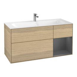 Villeroy & Boch Villeroy und Boch Finion Waschtischunterschrank F070GKPC 119,6x59,1cm, Regal rechts Anthracite matt, Oak Veneer