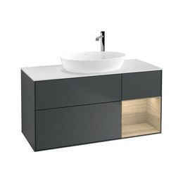 Villeroy & Boch Villeroy und Boch Finion Waschtischunterschrank G951PCHG 120cm, Abdeckplatte white matt, Emotion, Regale Oak Veneer, Midnight Blue Matt Lacquer
