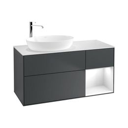Villeroy & Boch Villeroy und Boch Finion Waschtischunterschrank F931GFHG 120cm, Abdeckplatte white matt, Regale Glossy white lacquer, Midnight Blue Matt Lacquer