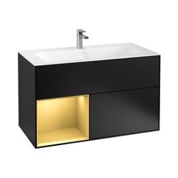 Villeroy & Boch Villeroy und Boch Finion Waschtischunterschrank F030HFPD 99,6x59,1x49,8cm, Regal links Gold matt, Black matt lacquer