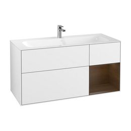 Villeroy & Boch Villeroy und Boch Finion Waschtischunterschrank F070GNGF 119,6x59,1cm, Regal rechts Walnut veneer, Glossy white lacquer