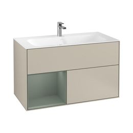 Villeroy & Boch Villeroy und Boch Finion Waschtischunterschrank F030GMHH 99,6x59,1x49,8cm, Regal links Olive Matt Lacquer, Sand Matt Lacquer