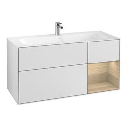Villeroy & Boch Villeroy und Boch Finion Waschtischunterschrank F070PCMT 119,6x59,1cm, Regal rechts Oak Veneer, White matt lacquer