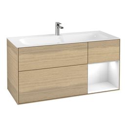 Villeroy & Boch Villeroy und Boch Finion Waschtischunterschrank G070GFPC 119,6x59,1cm, Emotion, Regal rechts Glossy white lacquer, Oak Veneer