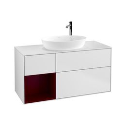 Villeroy & Boch Villeroy und Boch Finion Waschtischunterschrank F941HBMT 120cm, Abdeckplatte white matt, Regale Peony matt lacquer, White matt lacquer