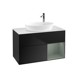 Villeroy & Boch Villeroy und Boch Finion Waschtischunterschrank F901GMPD 100cm, Abdeckplatte white matt, Regale Olive matt lacquer, Black matt lacquer