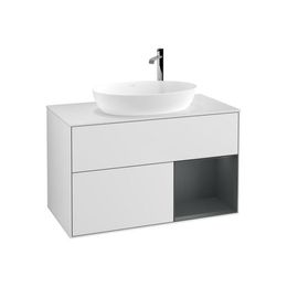 Villeroy & Boch Villeroy und Boch Finion Waschtischunterschrank F901HGMT 100cm, Abdeckplatte white matt, Regale Midnight matt lacquer, White matt lacquer